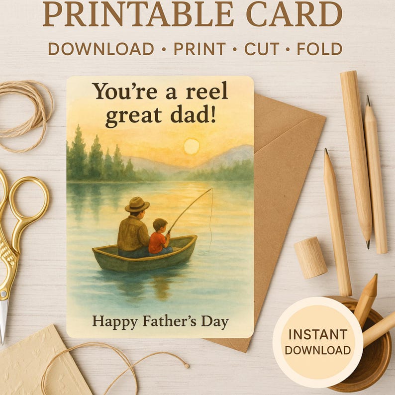 Funny Father's Day Card | Fishing Dad Card | Real Great Dad| Printable ...