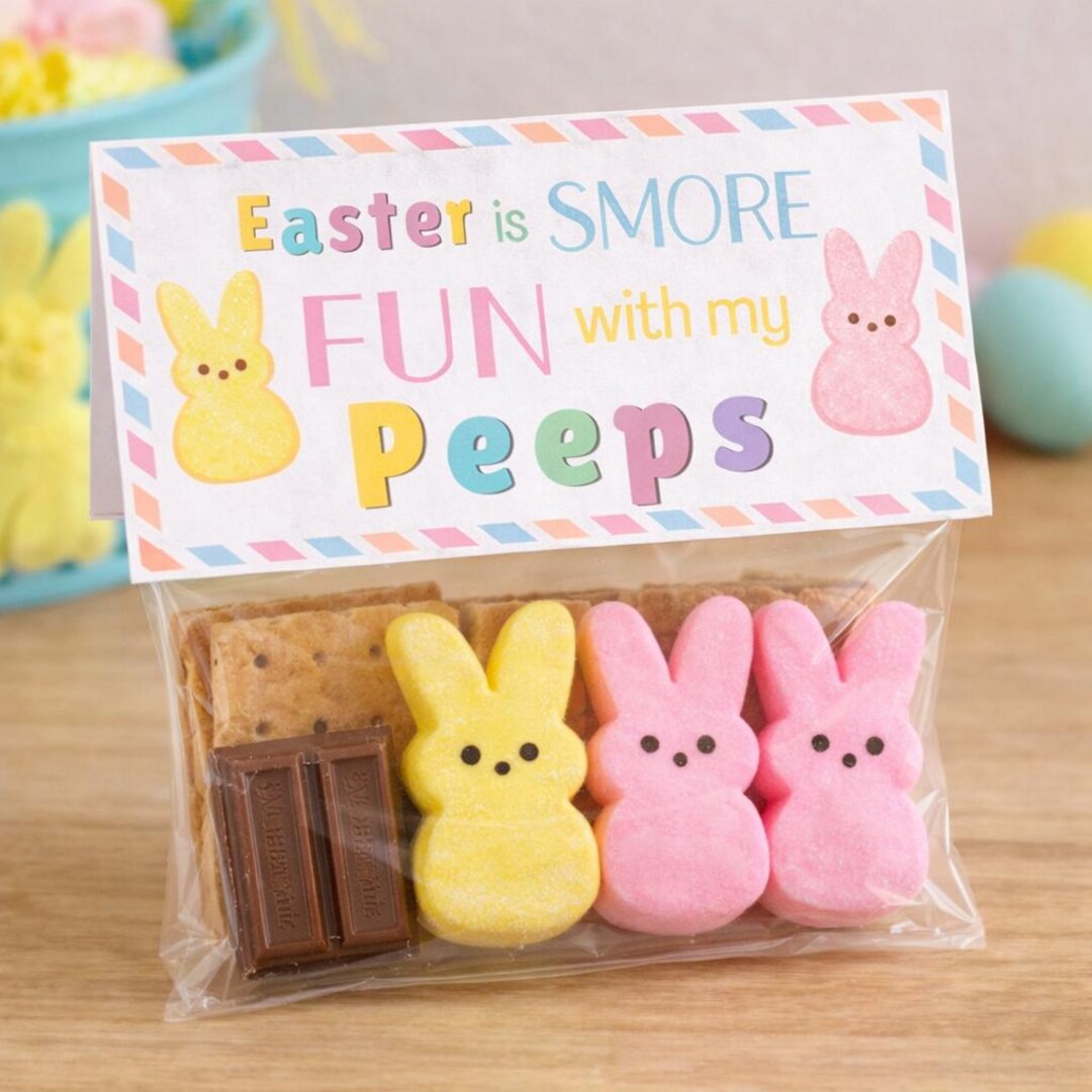 Easter S'mores Treat Bag Topper, Peeps Marshmallow Printable (digital ...