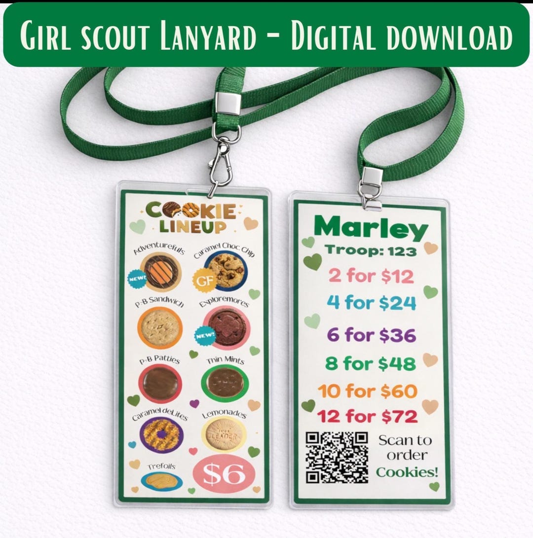 Girl Scout Cookie Lanyard Menu | Editable Cookie Lineup Pricing | Troop ...