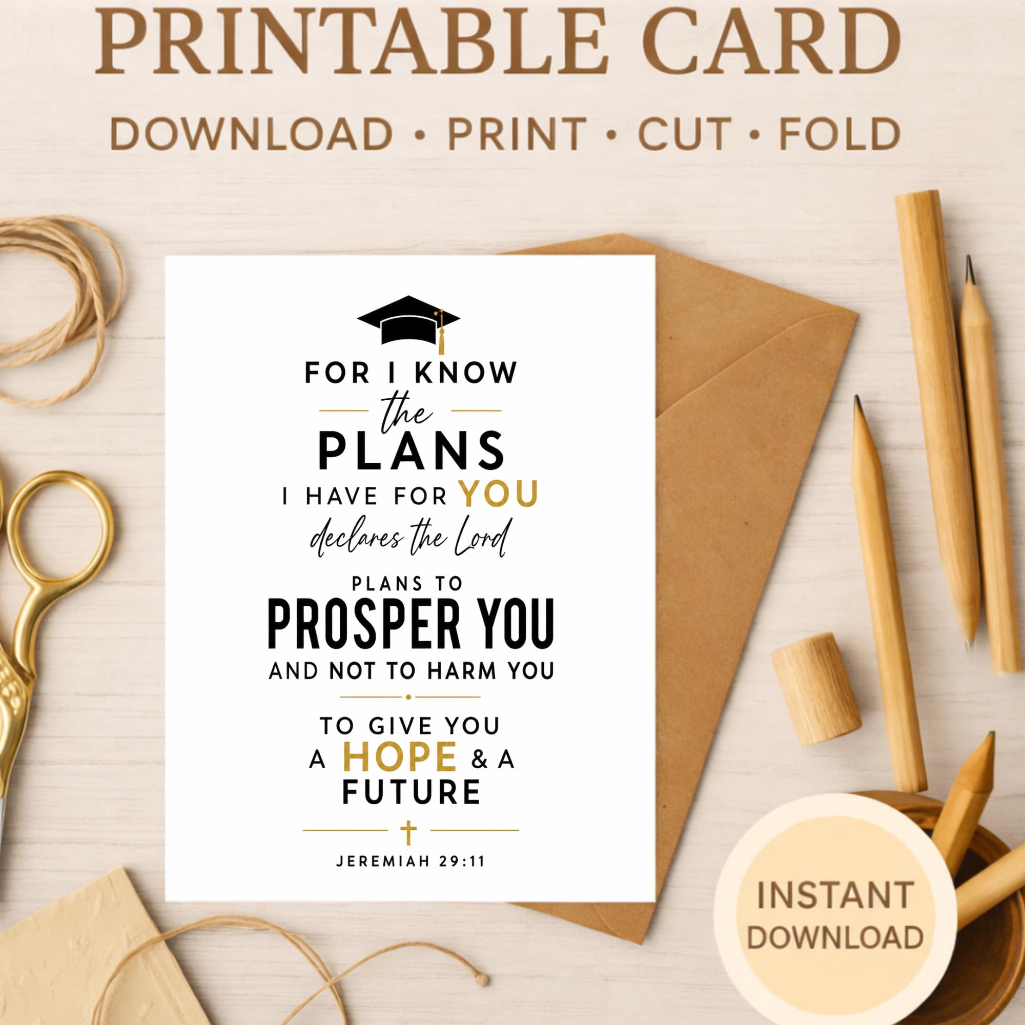 Christian Graduation Card Printable, Jeremiah 29 11 Grad Card ...