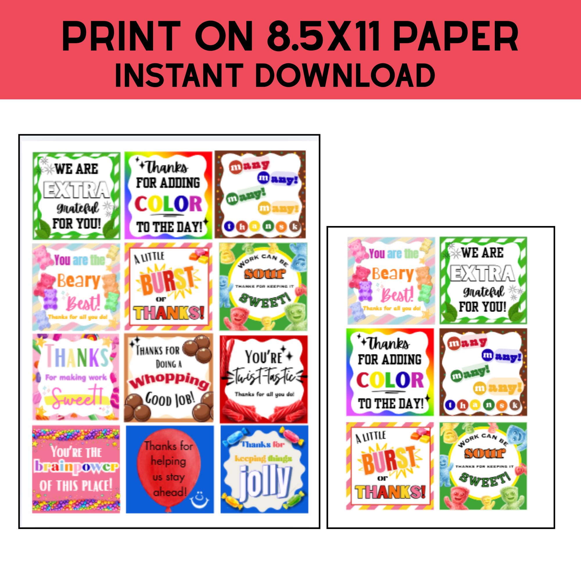 Candy Treat Tags for Employee, Teacher, Staff, Nurse Appreciation Week ...