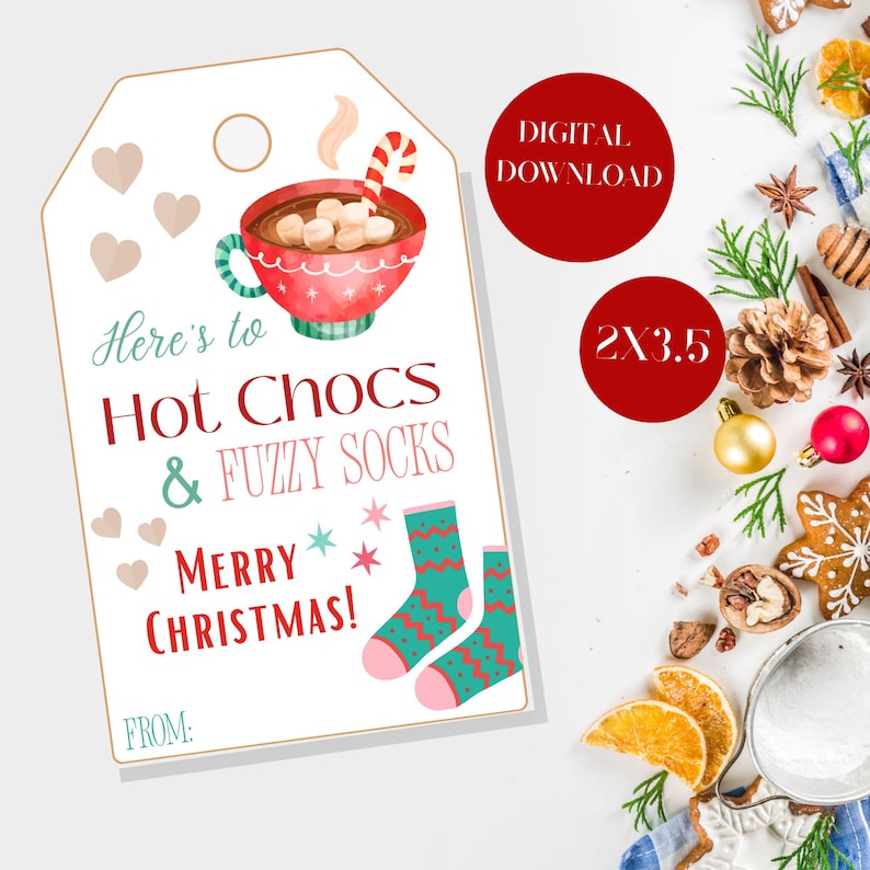 Hot Cocoa Christmas Gift Tag | Winter Treat Label (PDF Printable) - Etsy