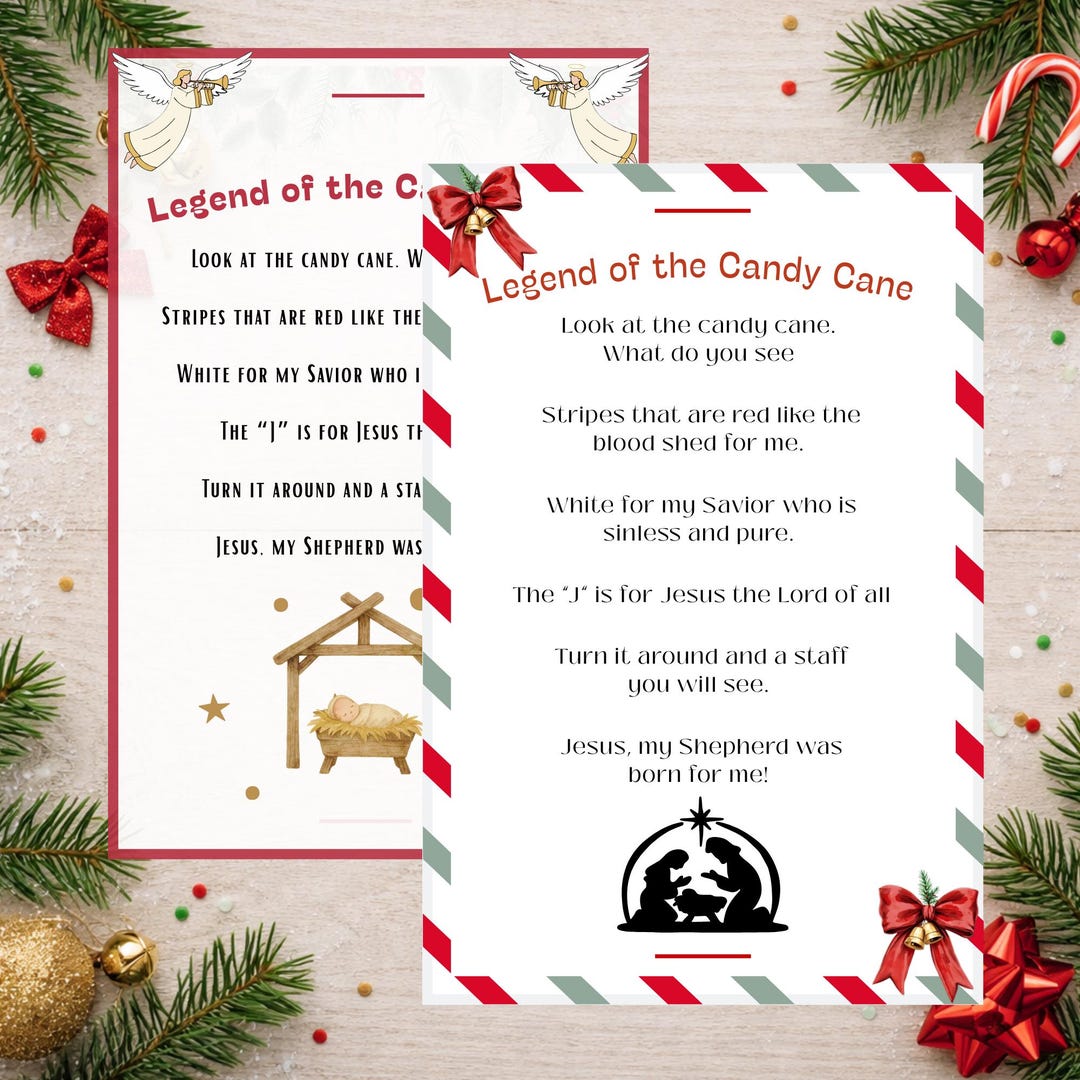 Christian Candy Cane Gift Tags • Religious Christmas Printables (PDF ...