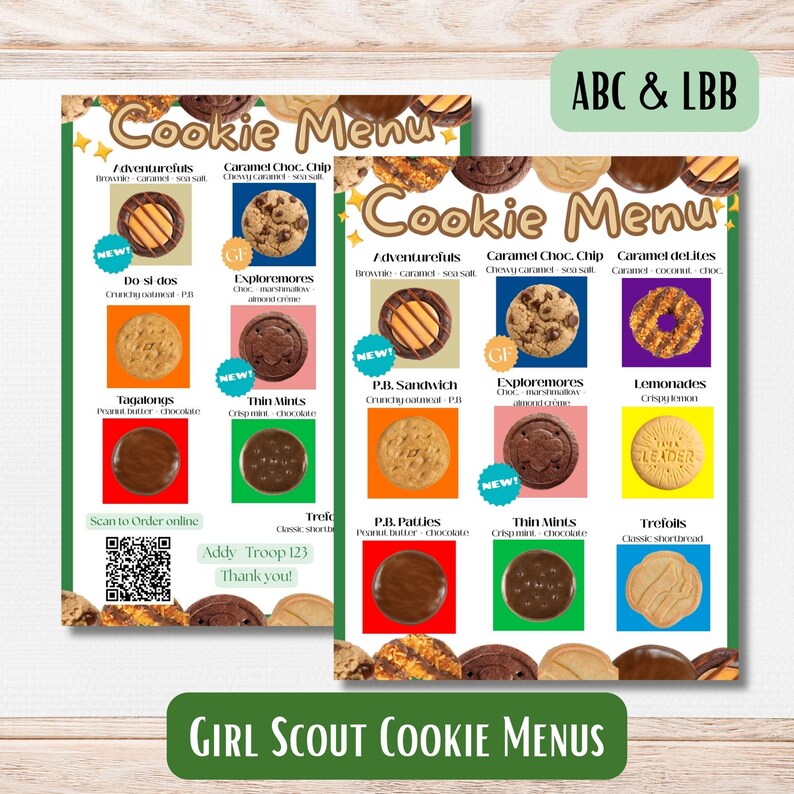 Girl Scout Cookie Booth Menu • Cookie Line up - ABC - LBB - Etsy UK