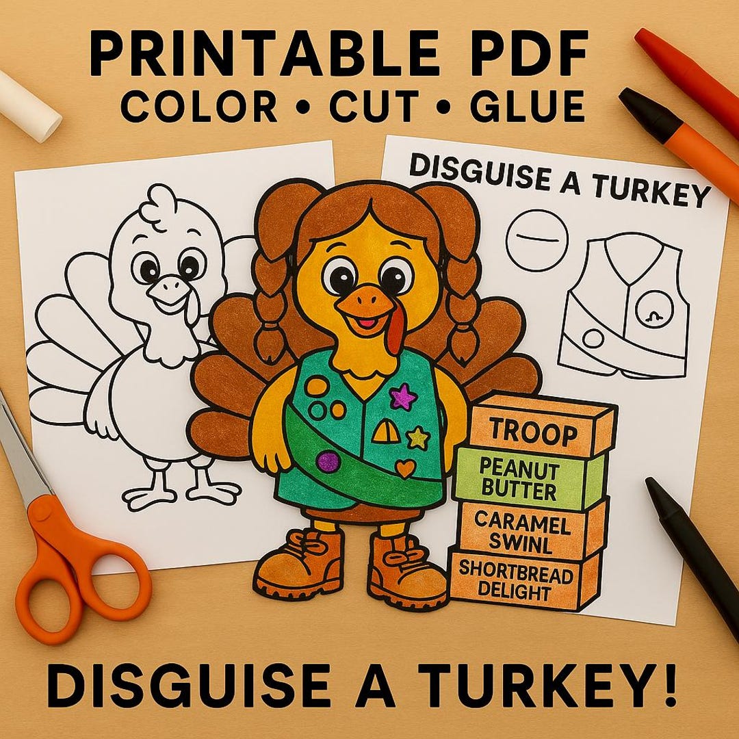 Disguise A Turkey Printable • Girl Scout Thanksgiving Craft (PDF) - Etsy