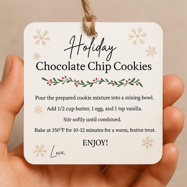 Editable Chocolate Chip Cookie Mix Tag – Holiday Cookie Gift Tags ...