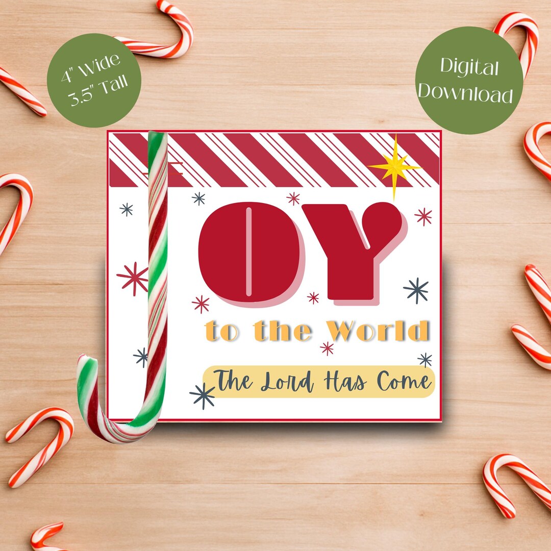 JOY Candy Cane Card Holder • Printable Christmas Favor (digital ...