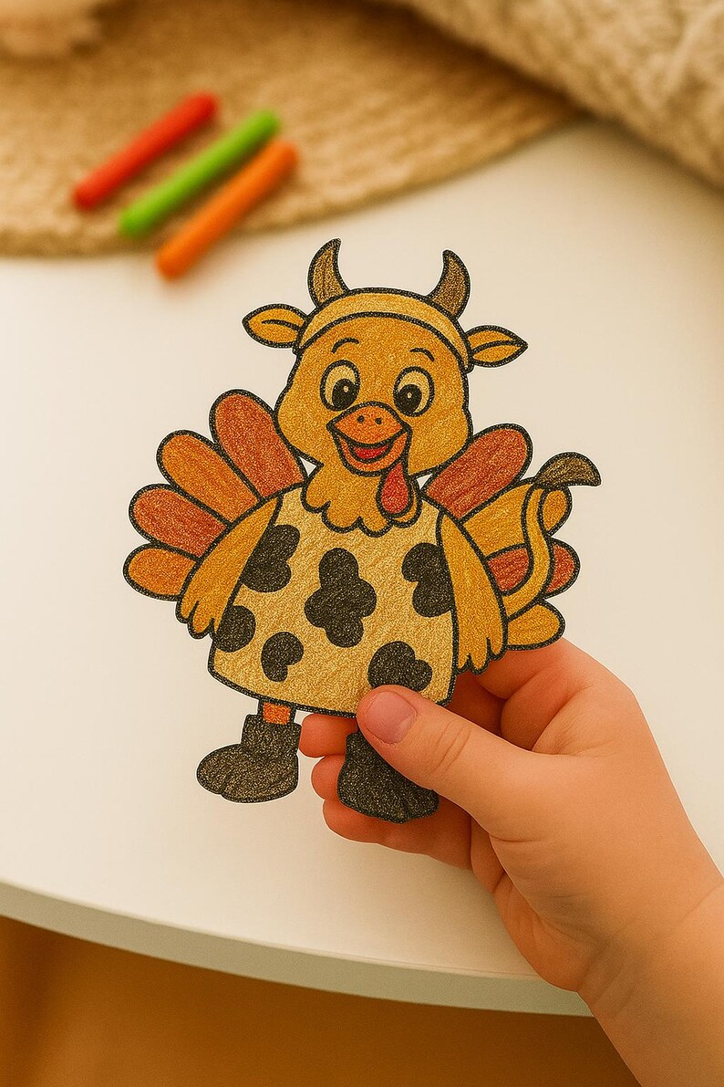 Disguise a Turkey Craft • Cow Costume, Color, Cut & Glue (PDF) - Etsy