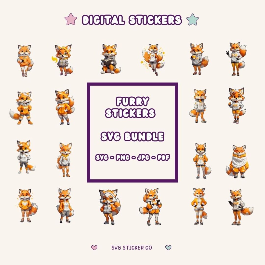 Furry Stickers Pack | 20 Printable Stickers for Furry Fans & Fursona ...