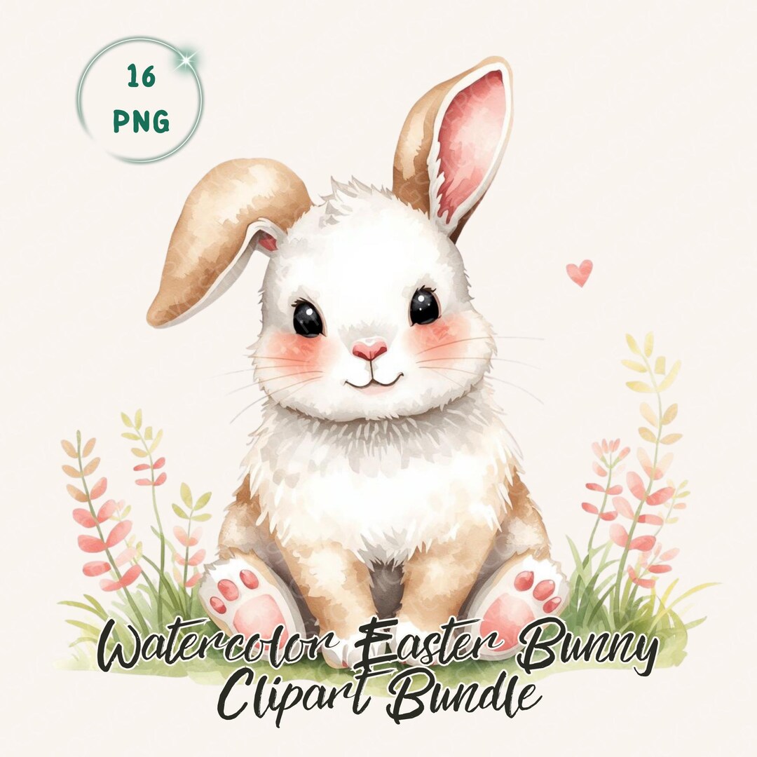 Easter Bunny Clipart Bundle, Baby Bunny & Pastel Eggs PNG (16 ...