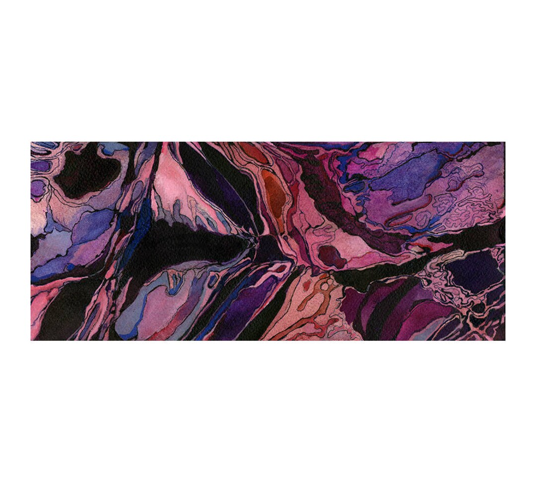 Amaranthine Chaos, impression aquarelle abstraite violette, petite ...