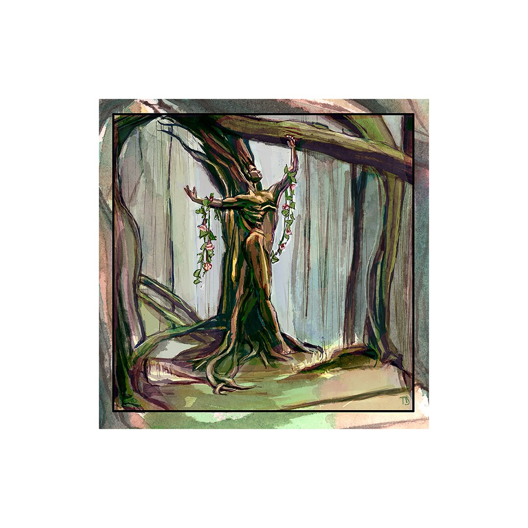 Fantasy Forest Art Print, Woodland Illustration Print, Tree Spirit ...