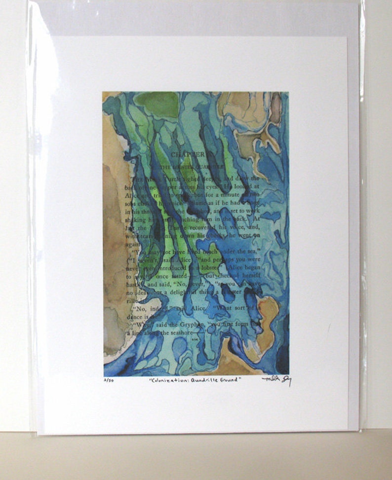 Watercolor Art Print, Quadrille Ground, Blue Green Turquoise, Alice in ...
