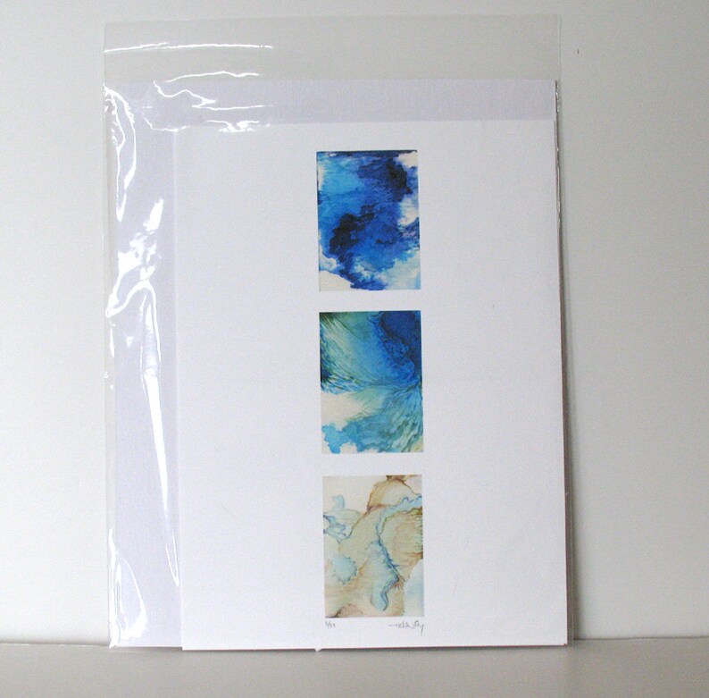 Small Watercolor Triptych Wall Art Modern Wall Art Coastal - Etsy