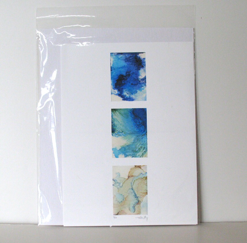 Small Watercolor Triptych Wall Art Modern Wall Art Coastal - Etsy