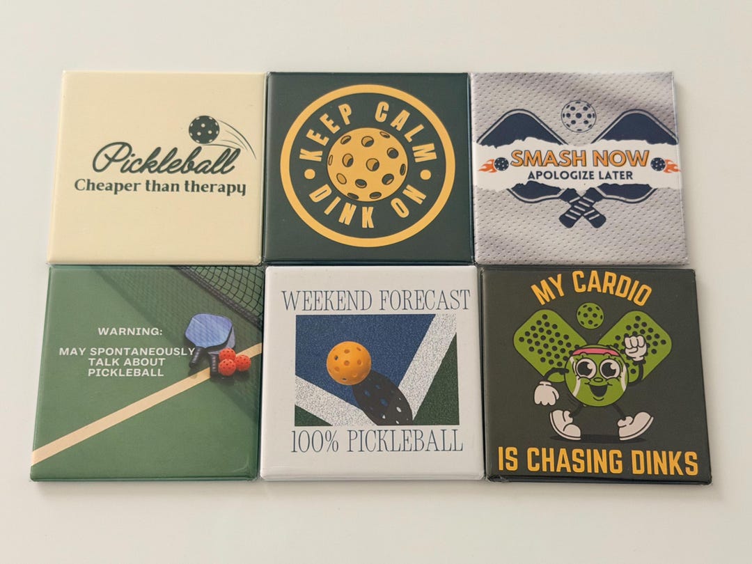 Pickleball Gift Magnets • Pickleball Button Magnets • 2.5” X 2.5 ...