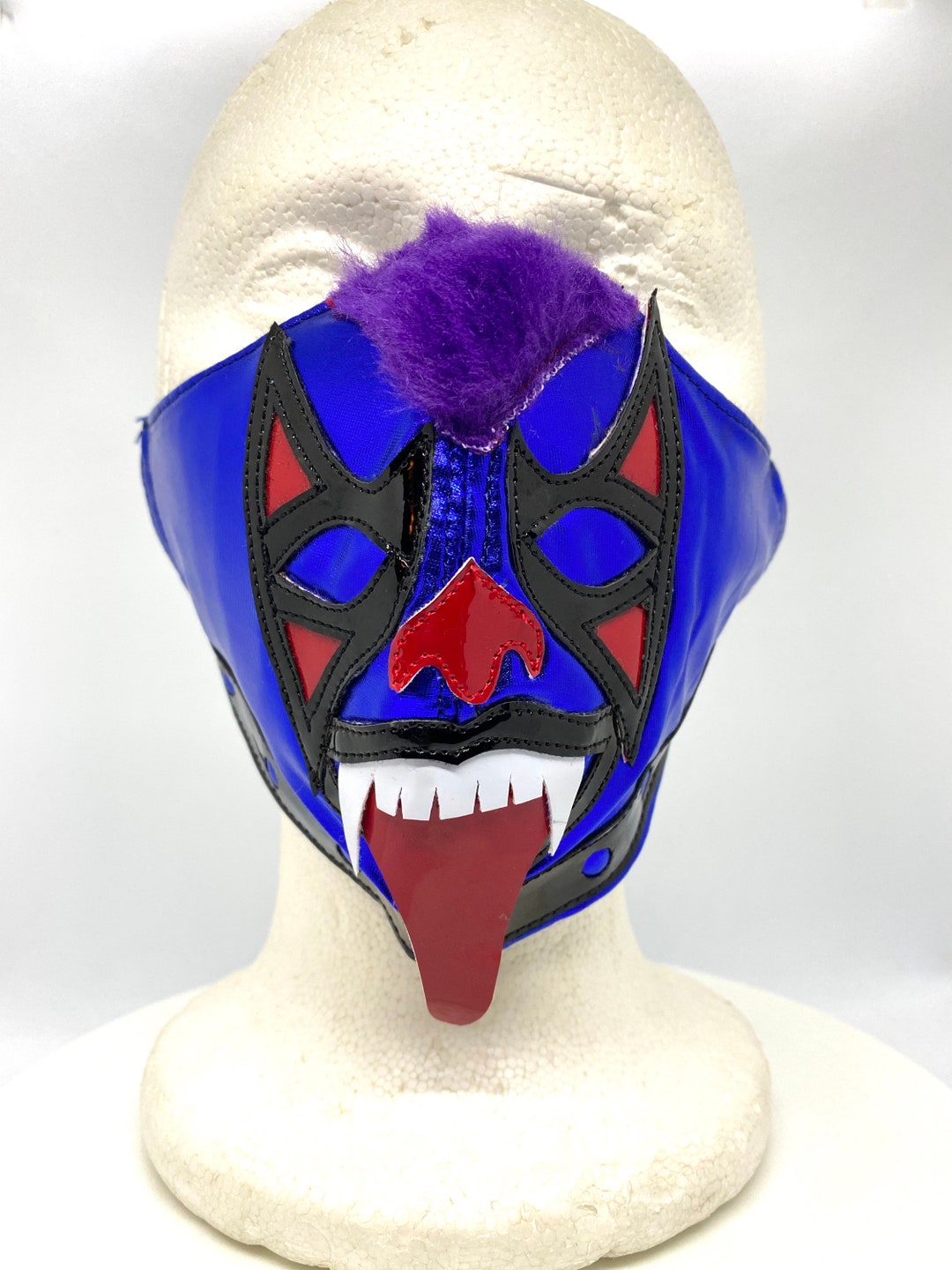 Blue Face Mask Clown Hand Made Tongue Sticking Out Psycho Clown Mascara ...