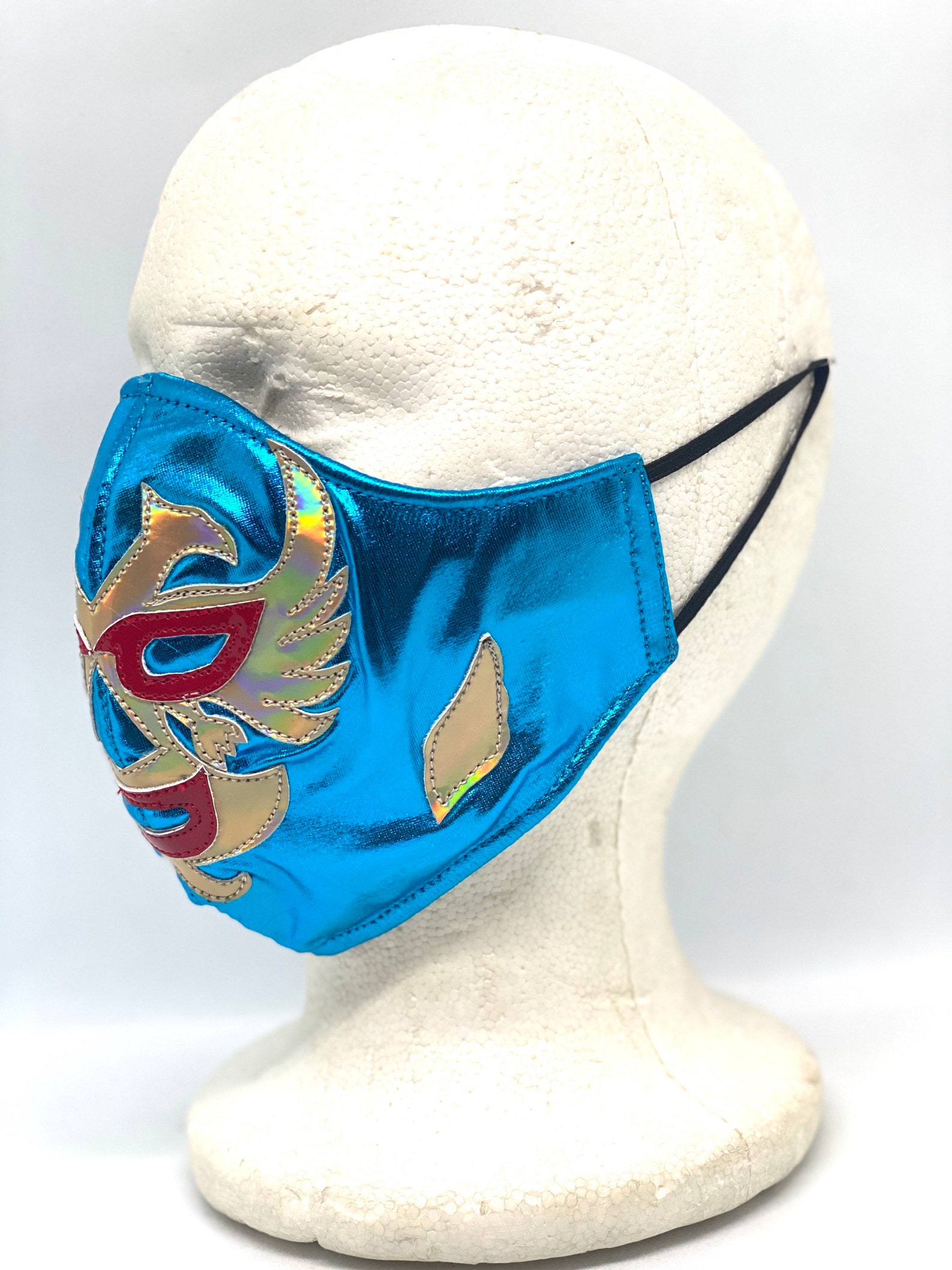 Lucha Libre Face Mask Luchador Hand Made Artisan Blue and Gold | Etsy