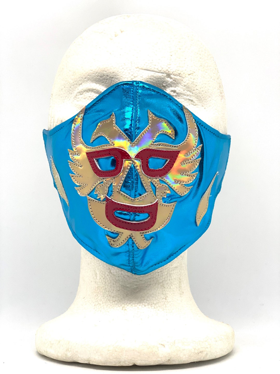 Lucha Libre Face Mask Luchador Hand Made Artisan Blue and Gold Cubre ...