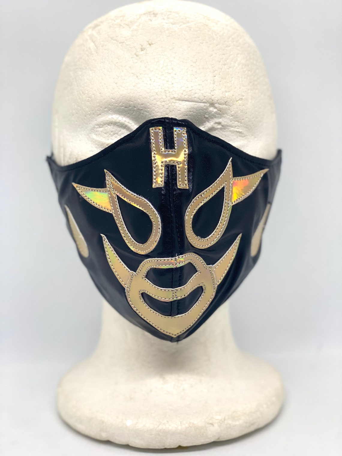 Adult Black and Gold Lucha Libre Face Mask Luchador Cubre Boca - Etsy