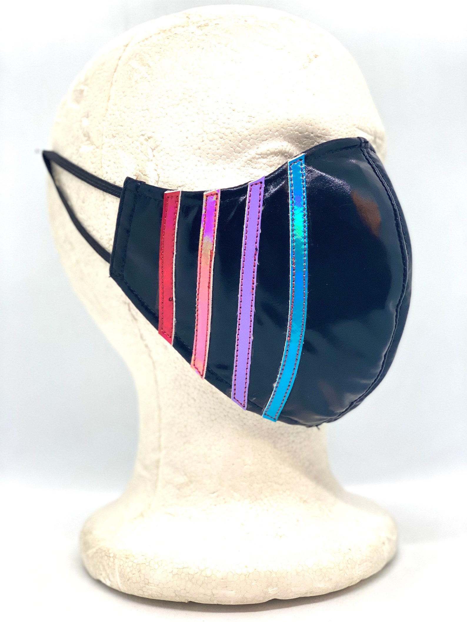 Black Retro Style Racing Stripe Face Mask Multi Color - Etsy