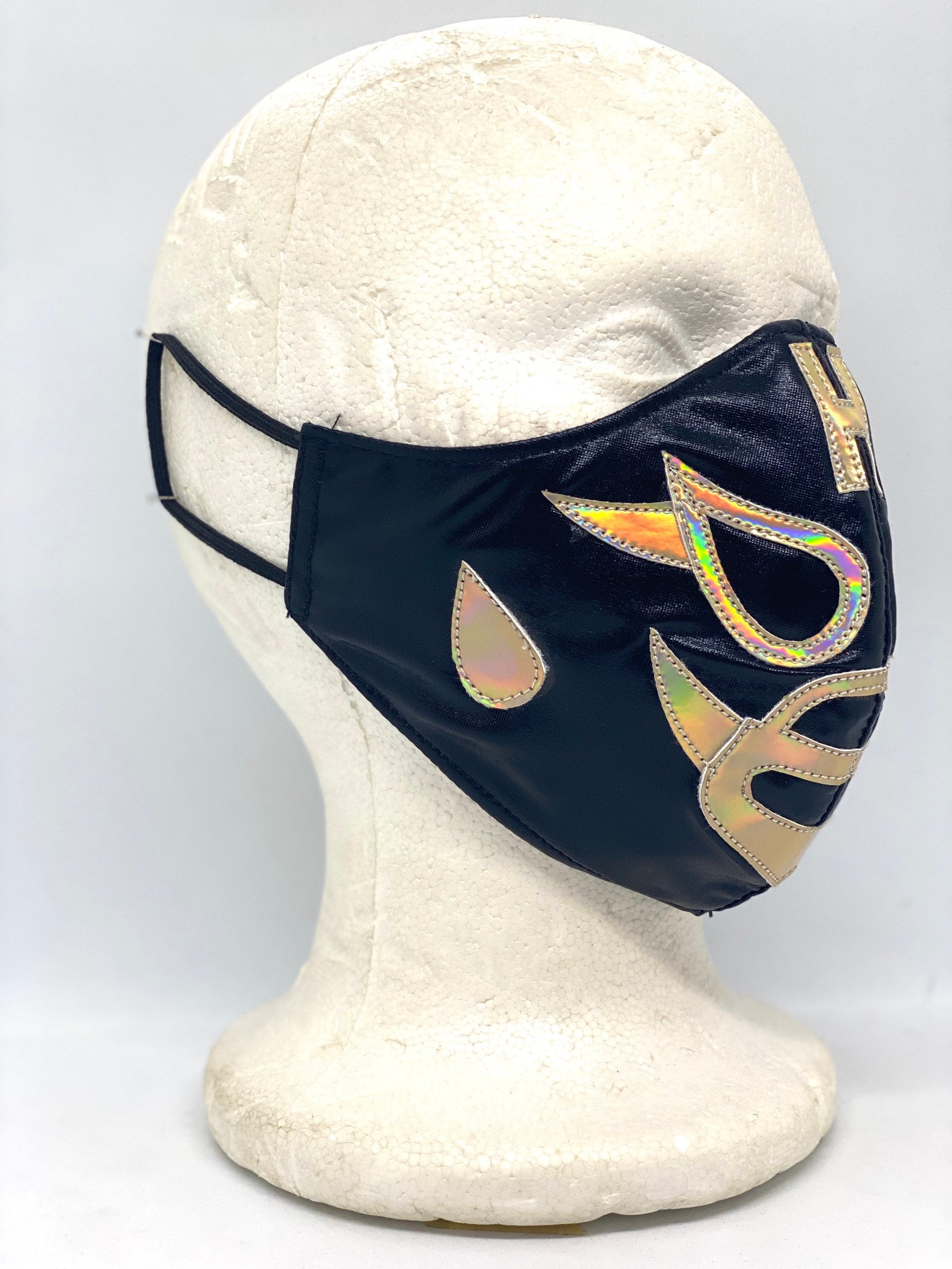 Adult Black and Gold Lucha Libre Face Mask Luchador Cubre Boca - Etsy