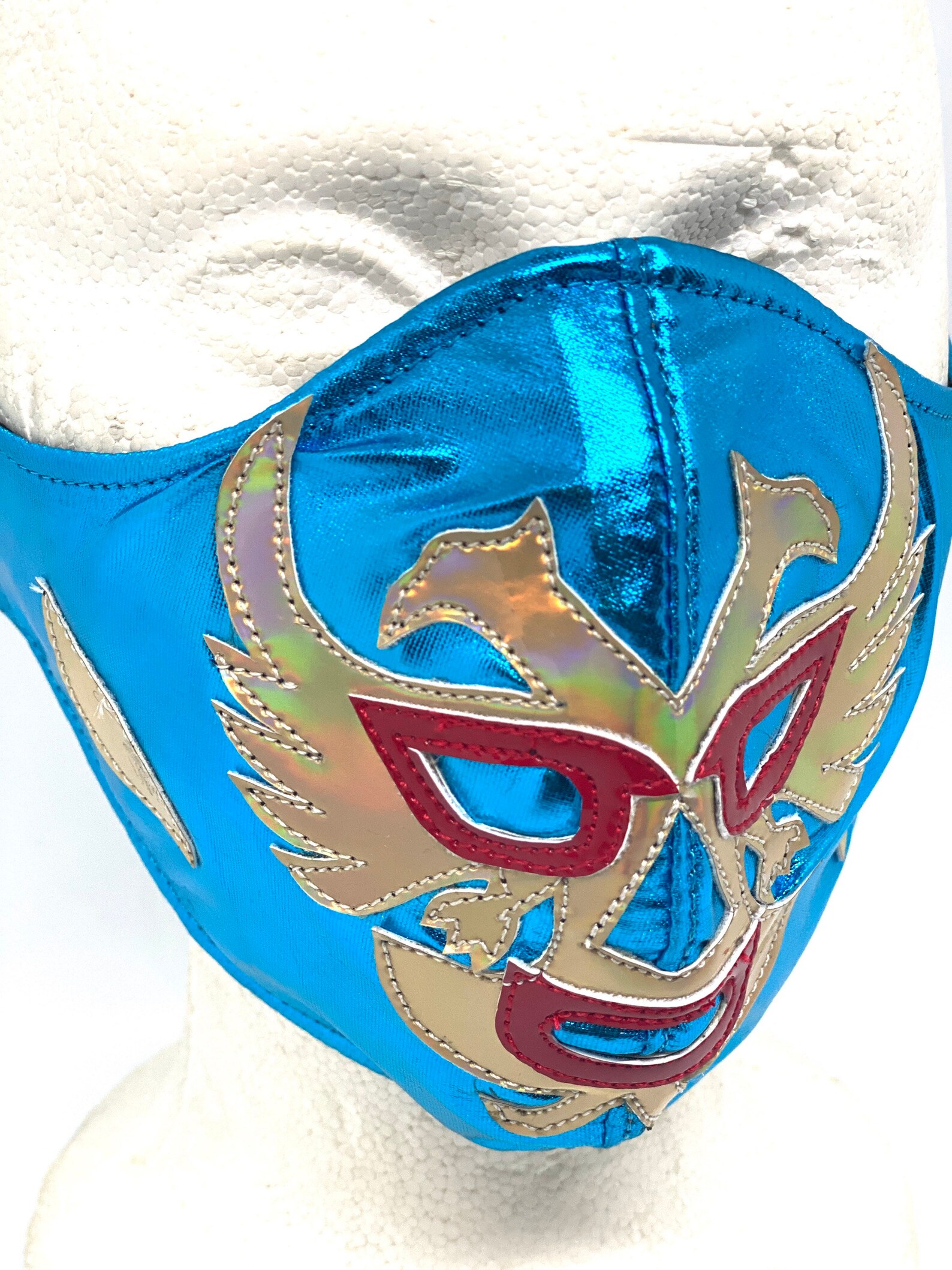 Lucha Libre Face Mask Luchador Hand Made Artisan Blue and Gold Cubre ...