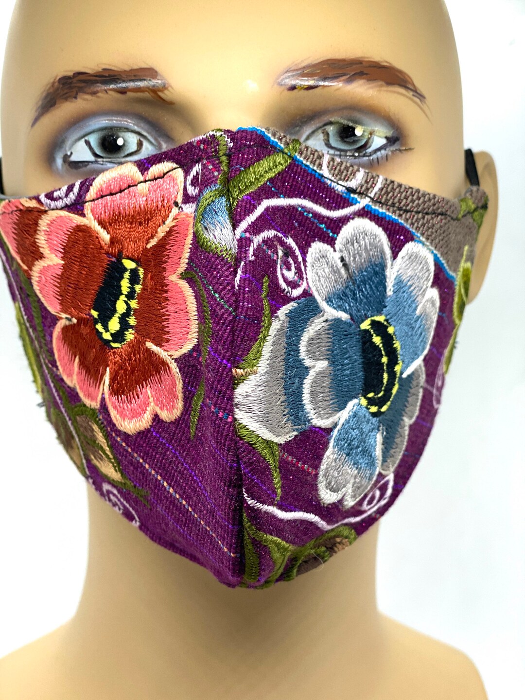 Oaxacan Face Mask Embroidered Flower Hand Made Floral Artisan Floral - Etsy