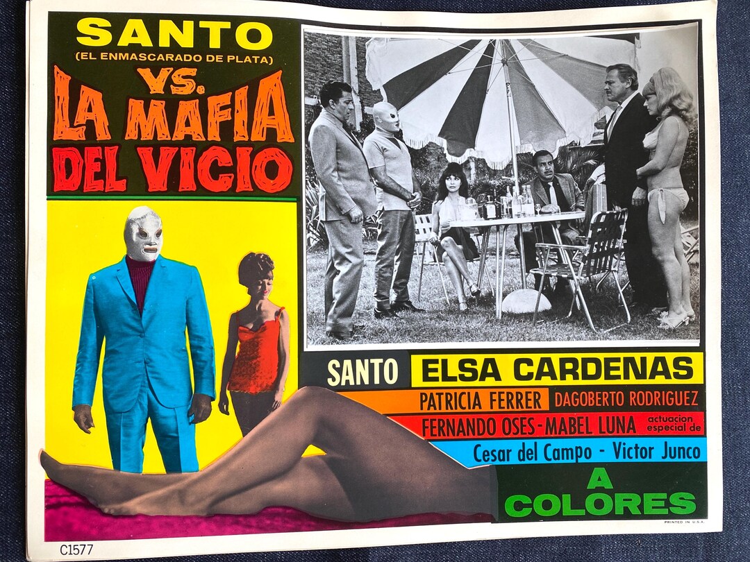 Rare Vintage El Santo Vs La Mafia Del Vicio Lobby Card Poster Original ...