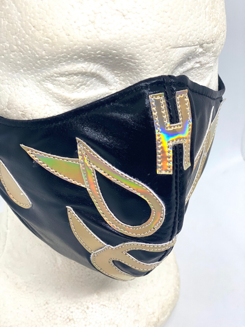 Adult Black and Gold Lucha Libre Face Mask Luchador Cubre Boca - Etsy