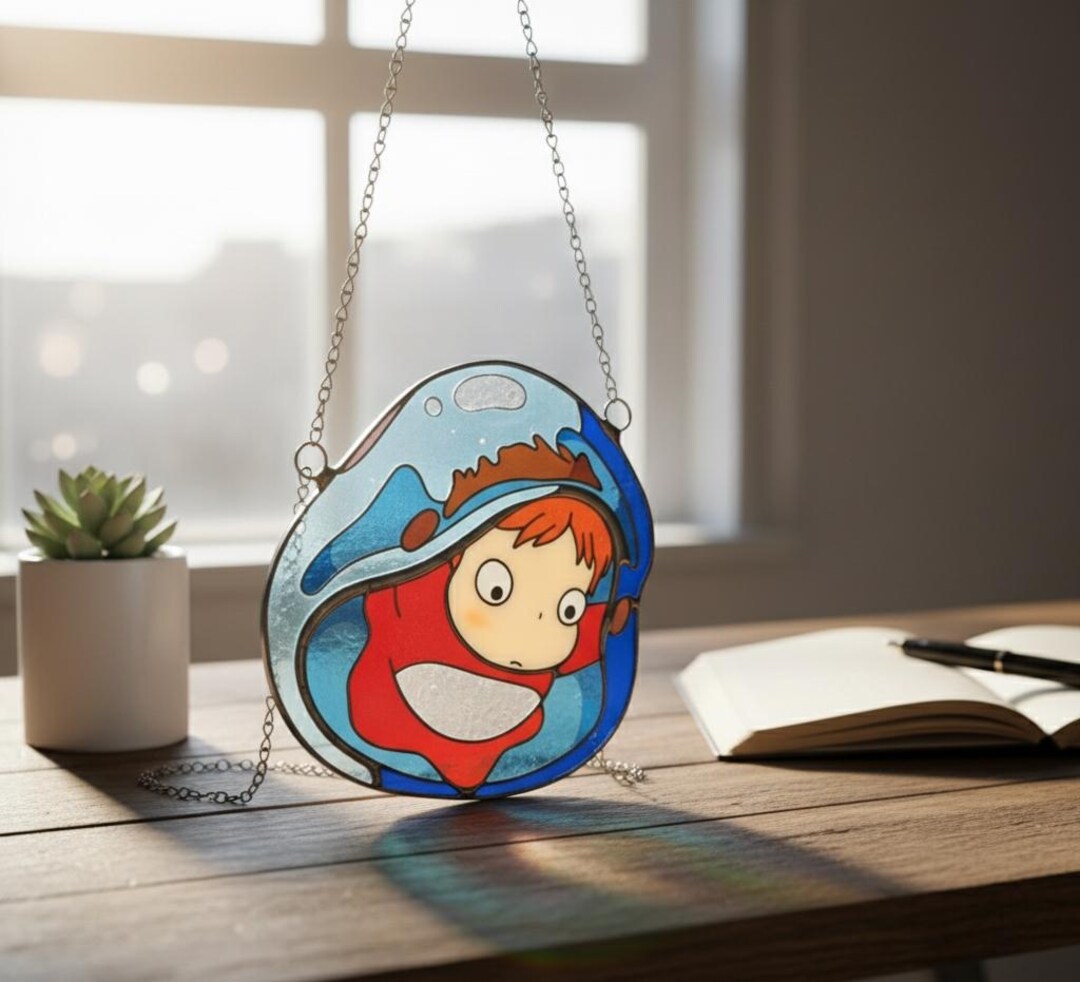 Ponyo Resin Suncatcher, Anime Window Decor, Gift for Her, Sosuke and ...
