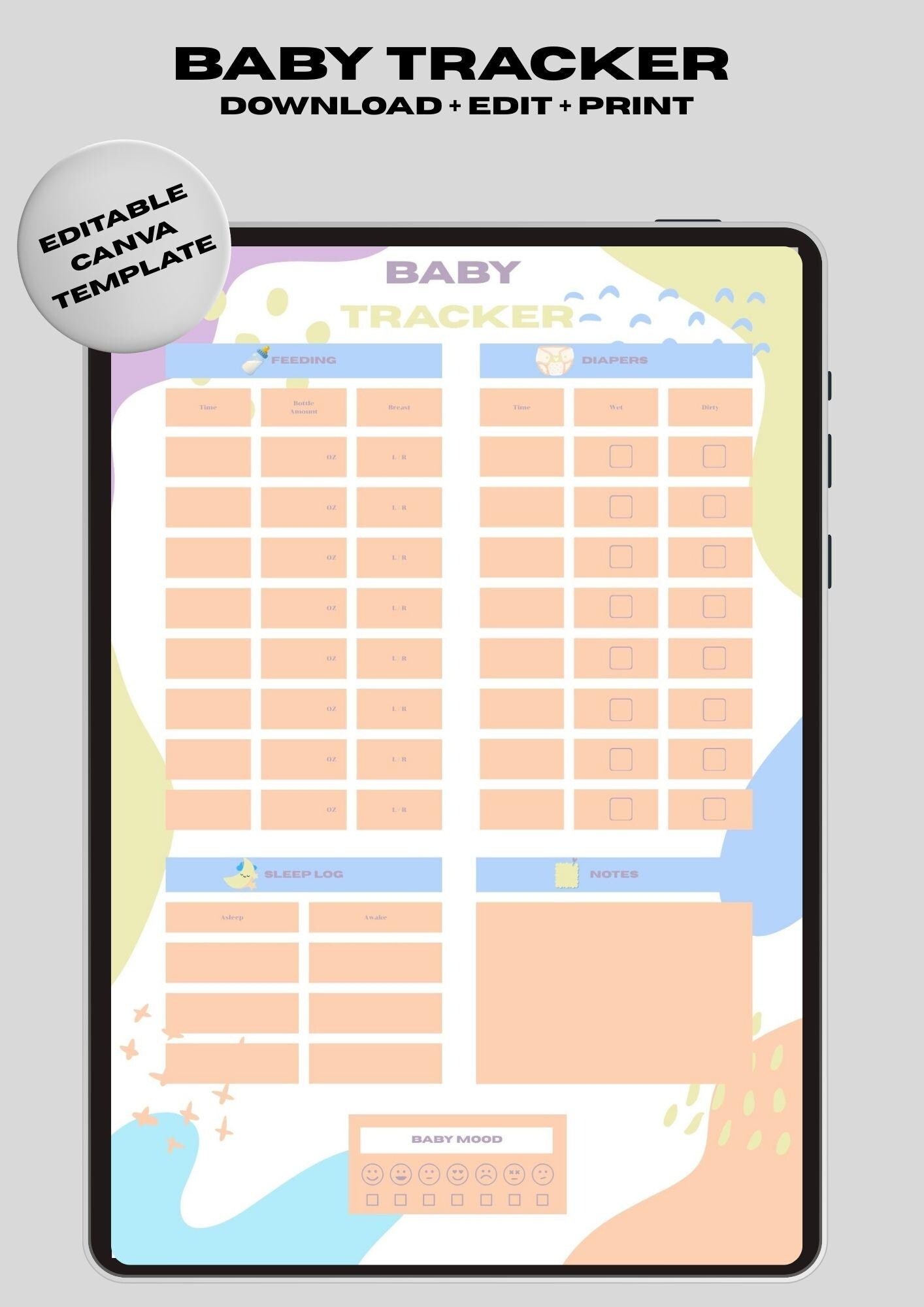 Baby Daily Schedule Template | Canva Baby Tracker | Newborn Routine ...