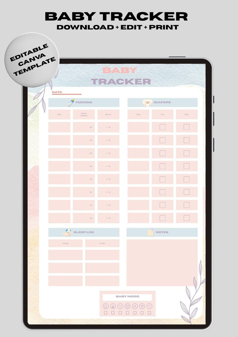 Baby Daily Schedule Template | Canva Baby Tracker | Newborn Routine ...