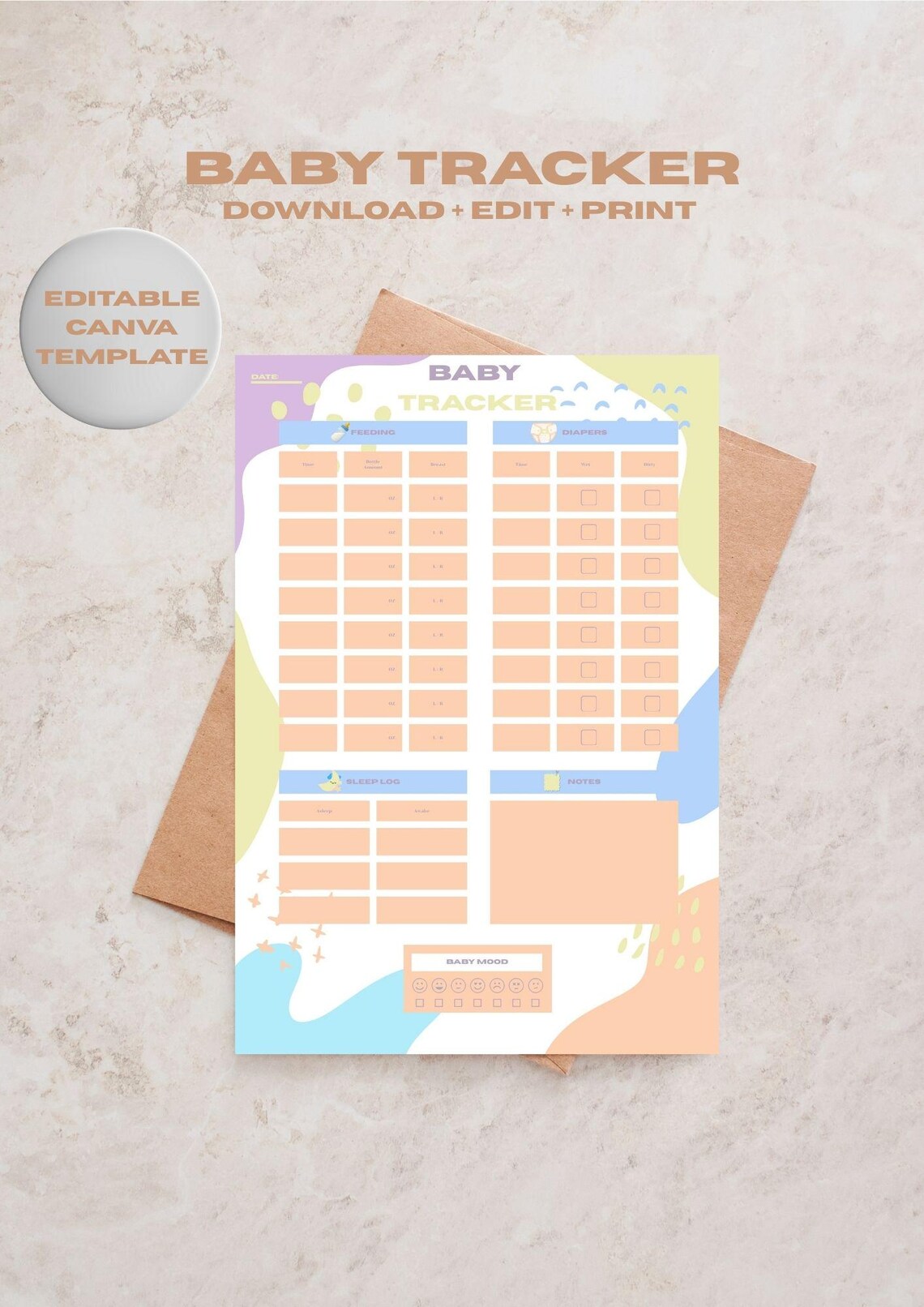 Baby Daily Schedule Template | Canva Baby Tracker | Newborn Routine ...