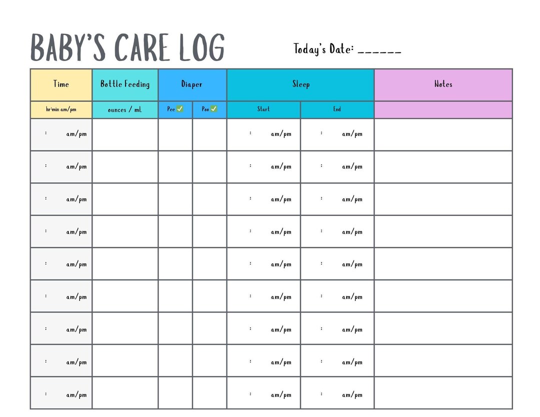 Baby's Care Log | Baby Schedule Tracker | Baby Nap and Feeding for ...