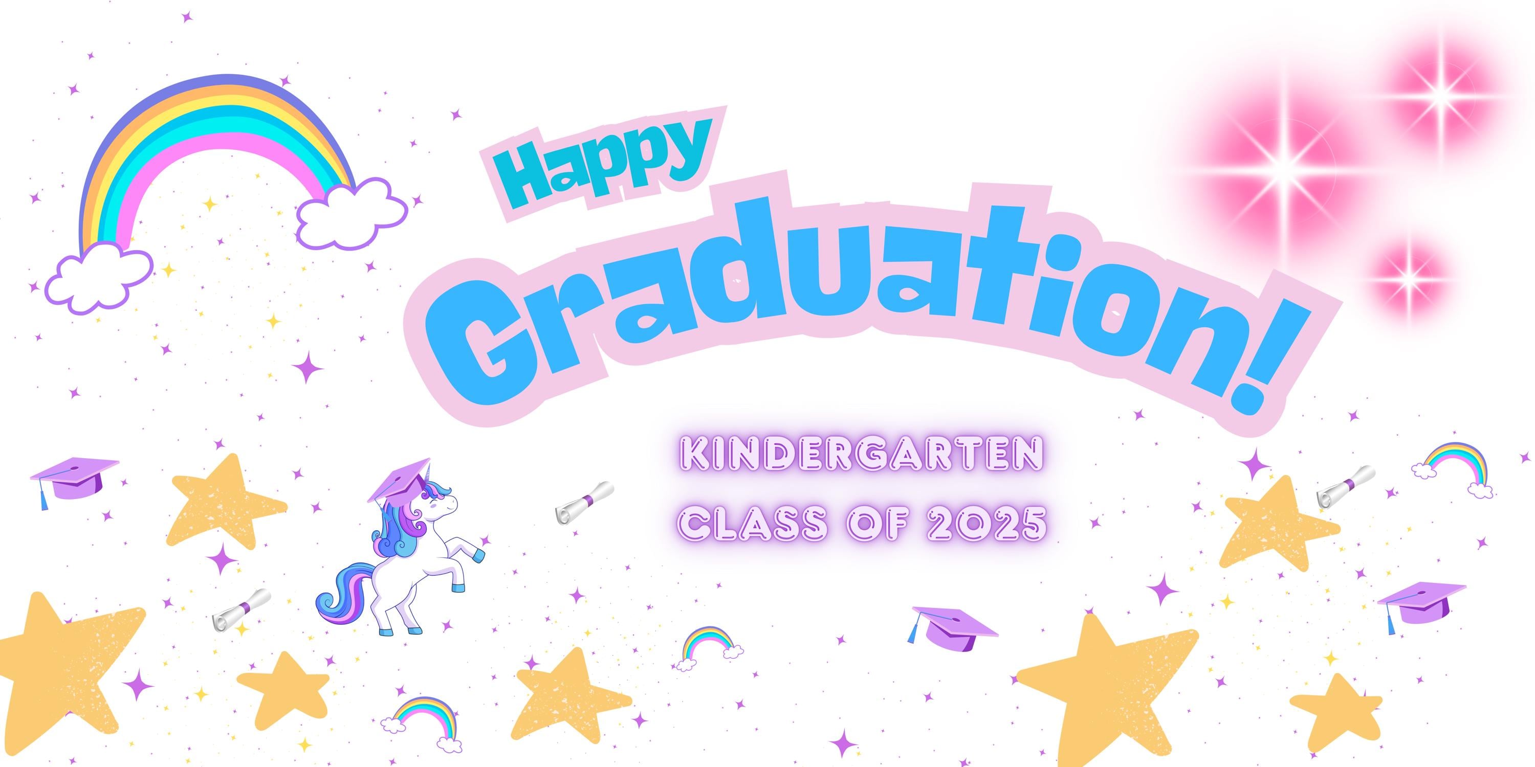 Kindergarten Graduation Banner | Happy Graduation Unicorn | Kinder ...