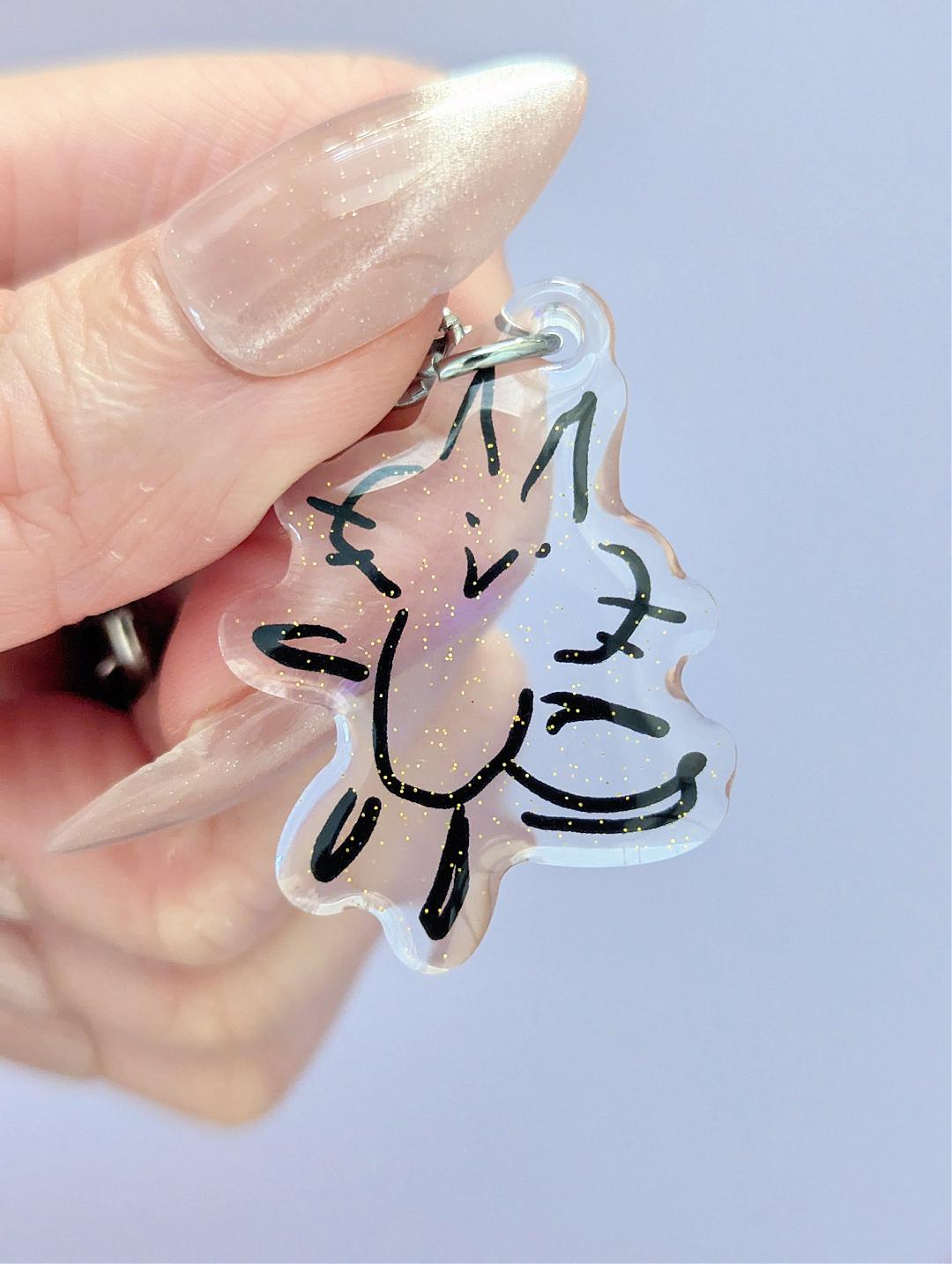 Sylus Cat Doodle Glitter Resin Acrylic Charm and Keychain: Love and ...