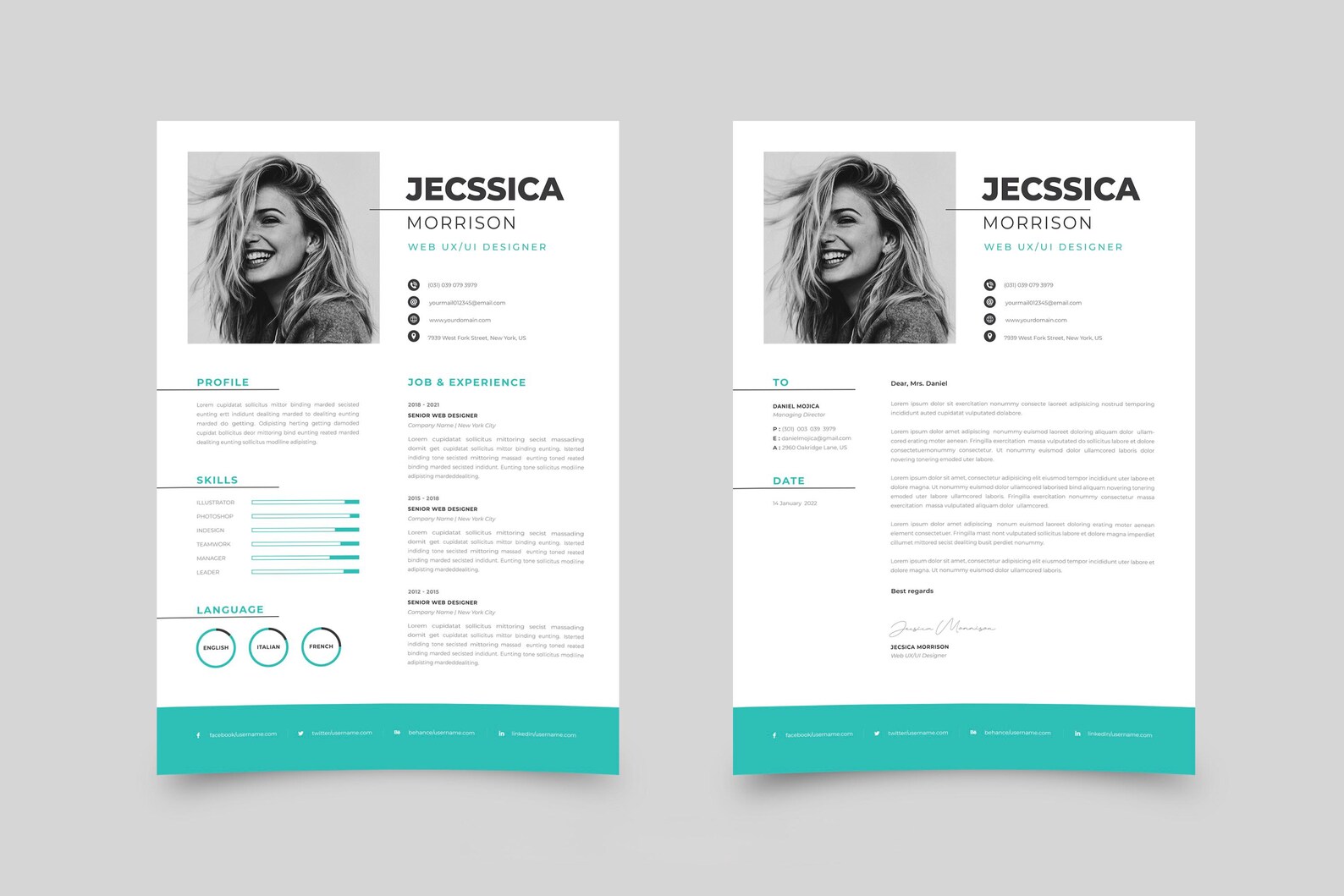 Modern Resume & Cover Letter Template | Editable DOCX | Clean CV Design ...