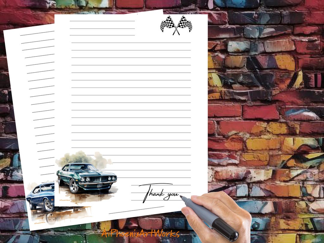 Vintage Muscle Car Stationery Set: Classic Auto Journal (US Letter PDF ...