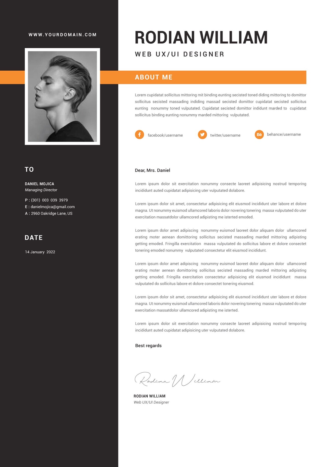 Modern Resume & Cover Letter Template | Editable Word DOCX | Clean ...