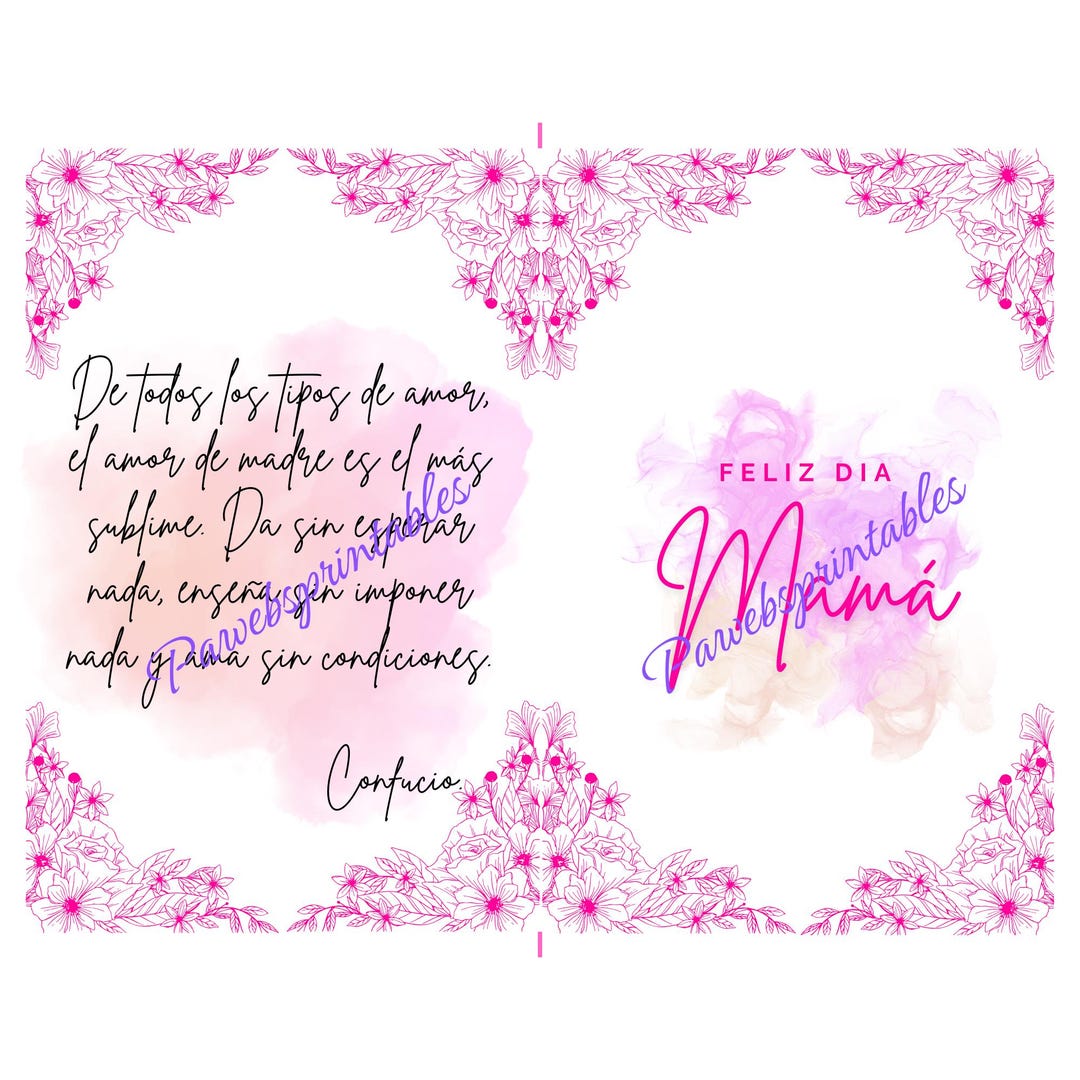 Printable Mother’s Day Card in Spanish – “feliz Día Mamá” With Quote ...
