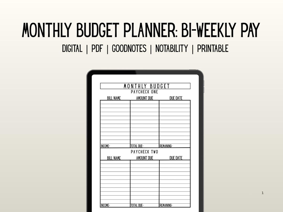 Digital Monthly Budget Planner: Printable Bi-weekly Payday PDF - Etsy