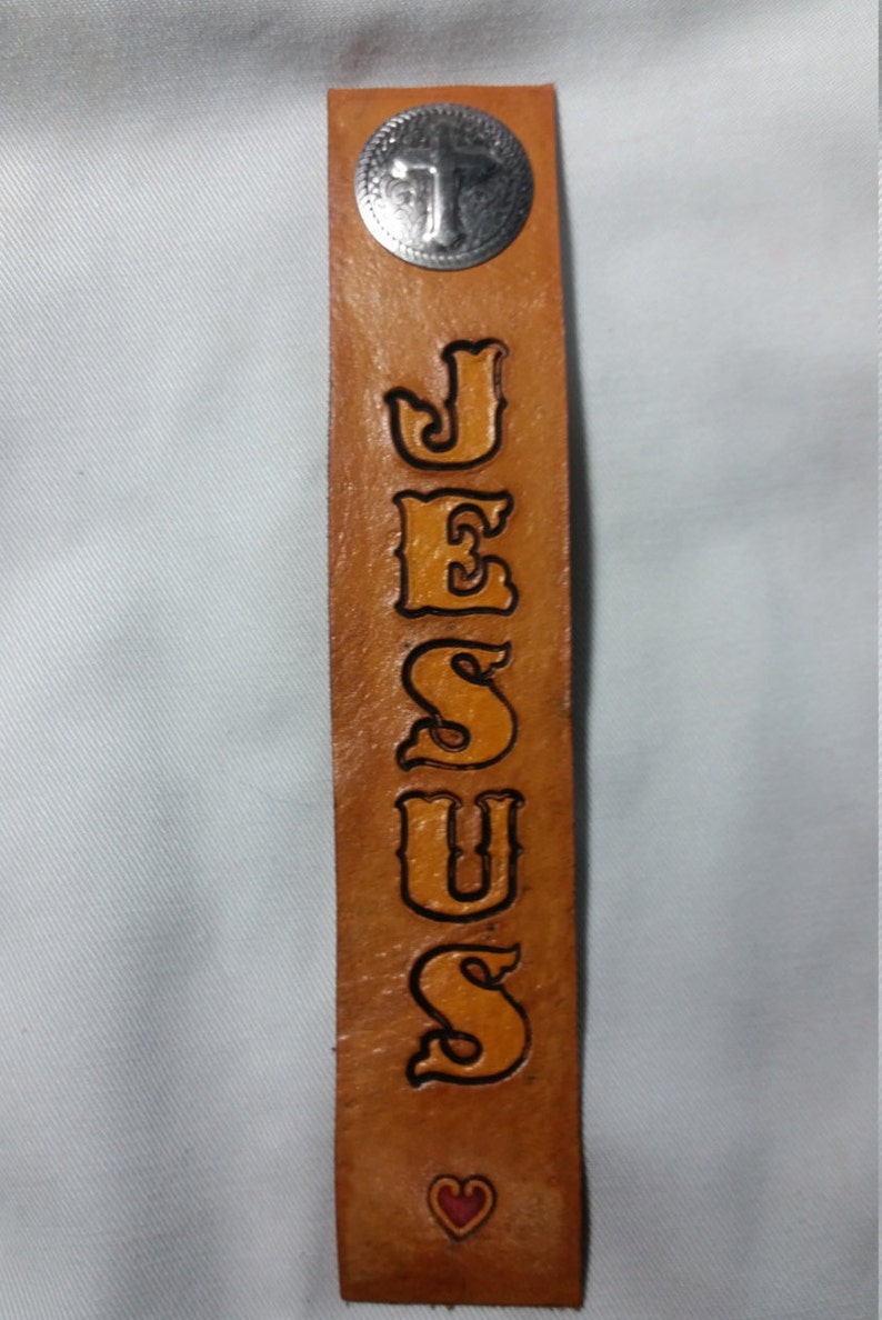 Leather Bookmark Jesus With Cross Christian Theme - Etsy