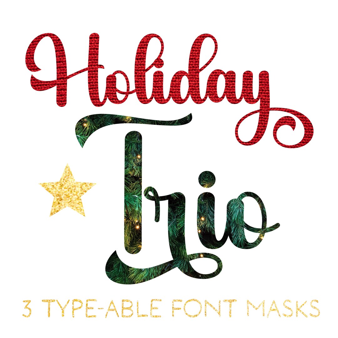 Holiday Font Mask Bundle: Gold Glitter, Red Sweater, Christmas Tree - Etsy