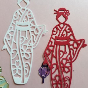 Japanese, Chinese Geisha Die Cut Paper Girl, 5 Pieces, 4" Tall ...