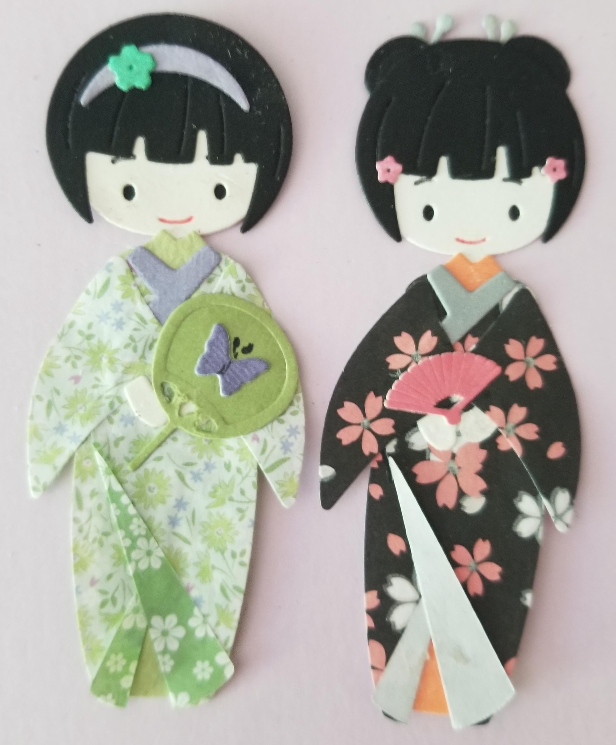 Japanese, Chinese Paper Dolls, 4 Die Cut Geisha Girls, Yuzen, Origami ...