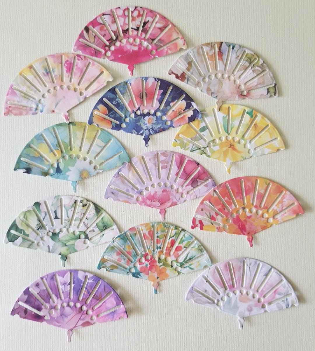 Watercolor Floral Designer Paper Fans, Die Cut 12 Fans, 2 1/2", Barbie ...