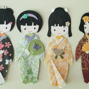Japanese, Chinese Paper Dolls, 4 Die Cut Geisha Girls, Yuzen, Origami ...