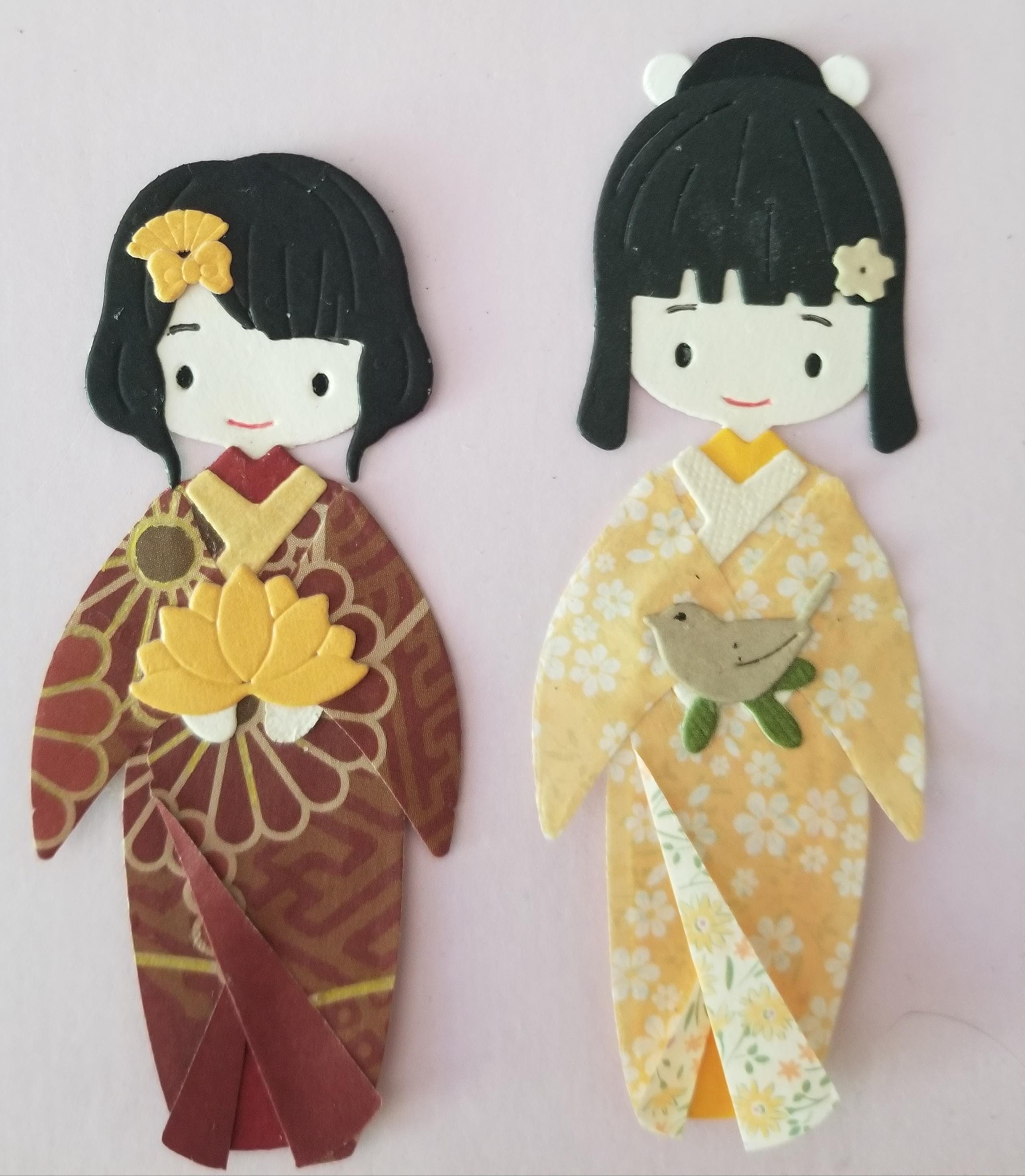 Japanese, Chinese Paper Dolls, 4 Die Cut Geisha Girls, Yuzen, Origami ...