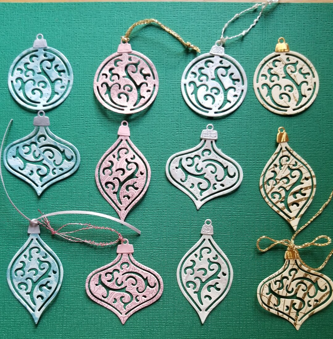 Christmas Filigree Die Cut Paper Ornament KIT, 12 Pieces, 3 Designs ...